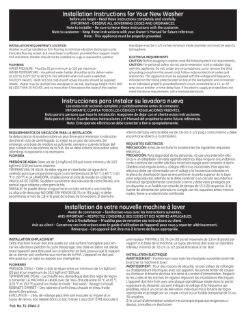 Washing Machine Installation Instructions | Manualzz