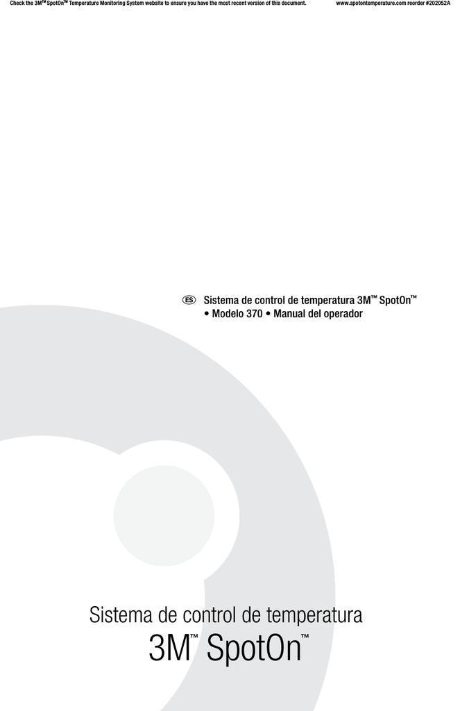 Model 370 SpotOn Temperature Monitoring System Operator`s | Manualzz