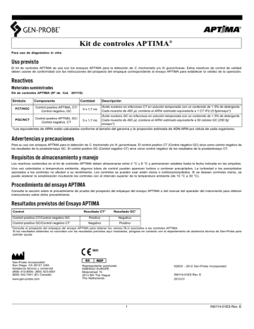 Controles para ensayos APTIMA APTIMA | Manualzz
