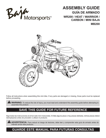 Baja motorsports MB200-GC Minibike Assembly Guide | Manualzz