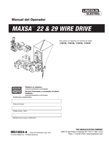 Lincoln Electric MAXsa 29 - 11816 Instrucciones de operación | Manualzz