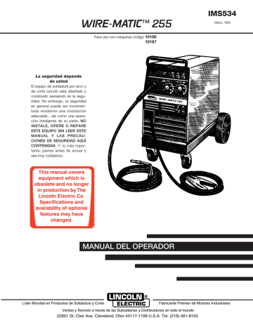 Lincoln Electric Wire-Matic 255 - 10166 Instrucciones de operación ...