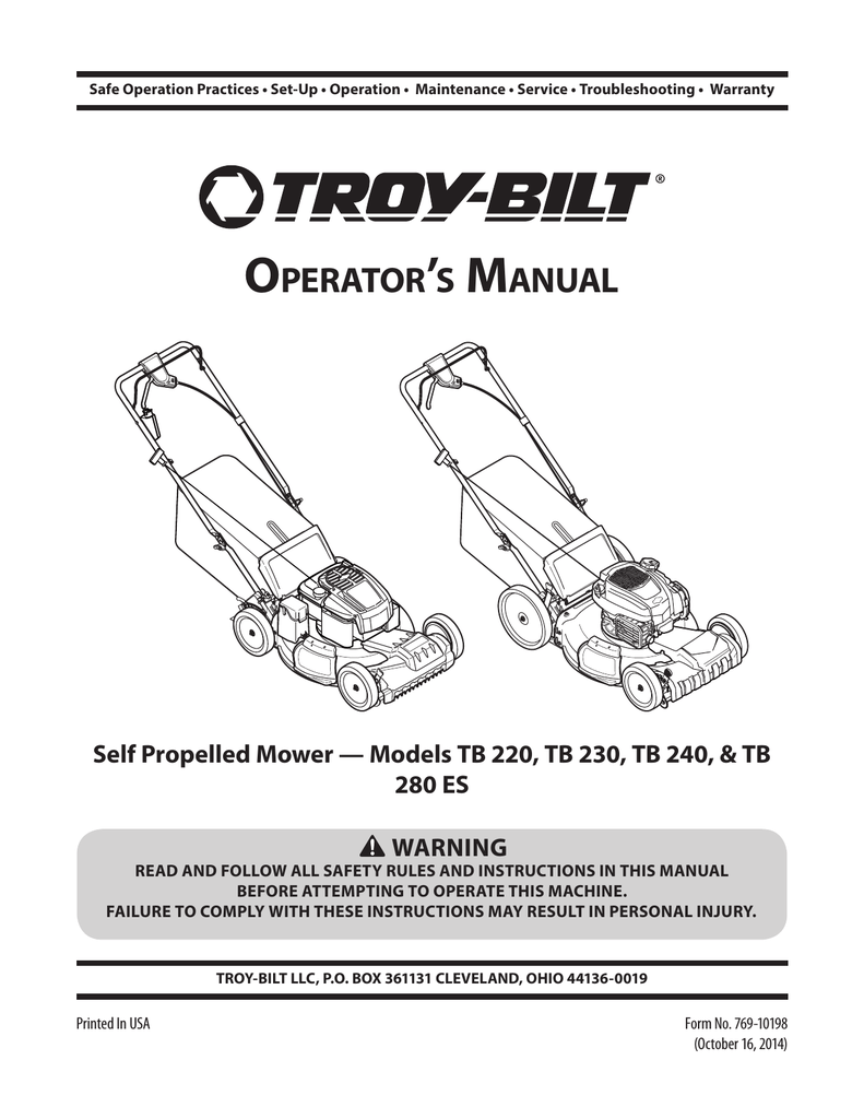 Troy-Bilt 12AVB2A3766, 12AVB2A3711, 12AVB2AQ711 User manual | Manualzz