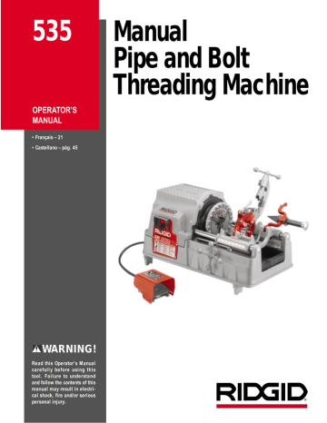 RIDGID 535 Manual Pipe and Bolt Threading Machine Operator's Manual ...