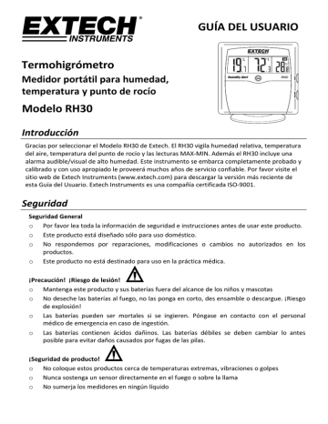 Extech Instruments RH30 Hygro-Thermometer Manual de usuario | Manualzz