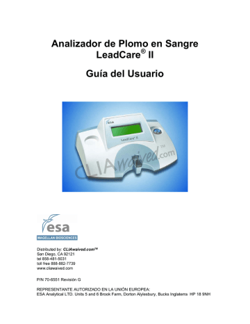 Analizador de Plomo en Sangre LeadCare II - Guía del Usuario | Manualzz