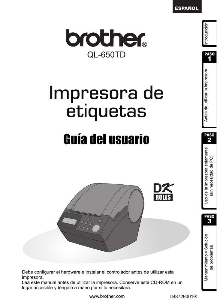 Brother P-TOUCH QL-650TD El manual del propietario | Manualzz