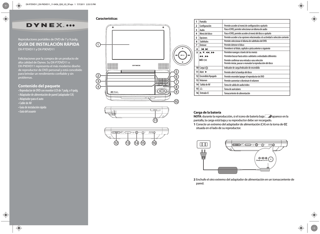 Dynex DX-P9DVD11, DX-P7DVD11 Quick setup guide | Manualzz
