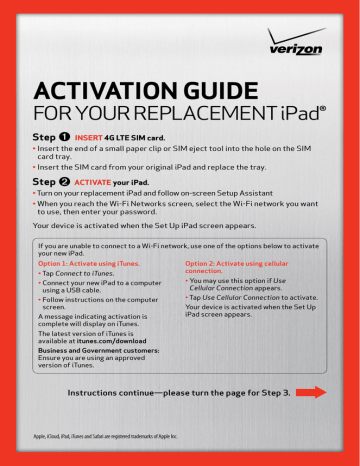 iPad Activation Guide - Verizon | Manualzz