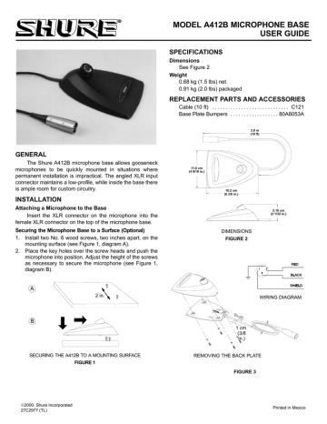 Shure A412 A412B Microphone Base User Guide | Manualzz