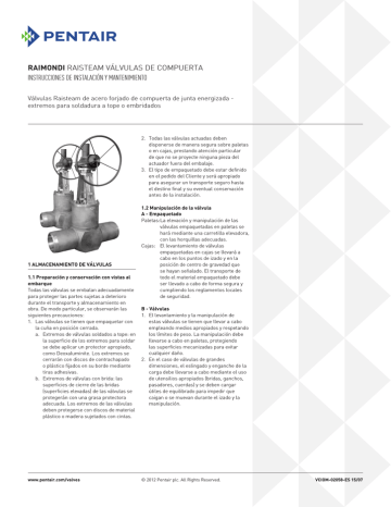 Válvula de compuerta Raisteam Instrucciones de instalación y mantenimiento | Manualzz