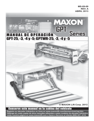 Elevador hidráulico MAXON GPT 25,-3,-4 y -5; GPTWR 25,-3,-4 y -5 Manual ...