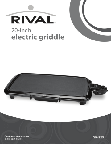 Rival GR-825 20-inch Griddle Instruction | Manualzz