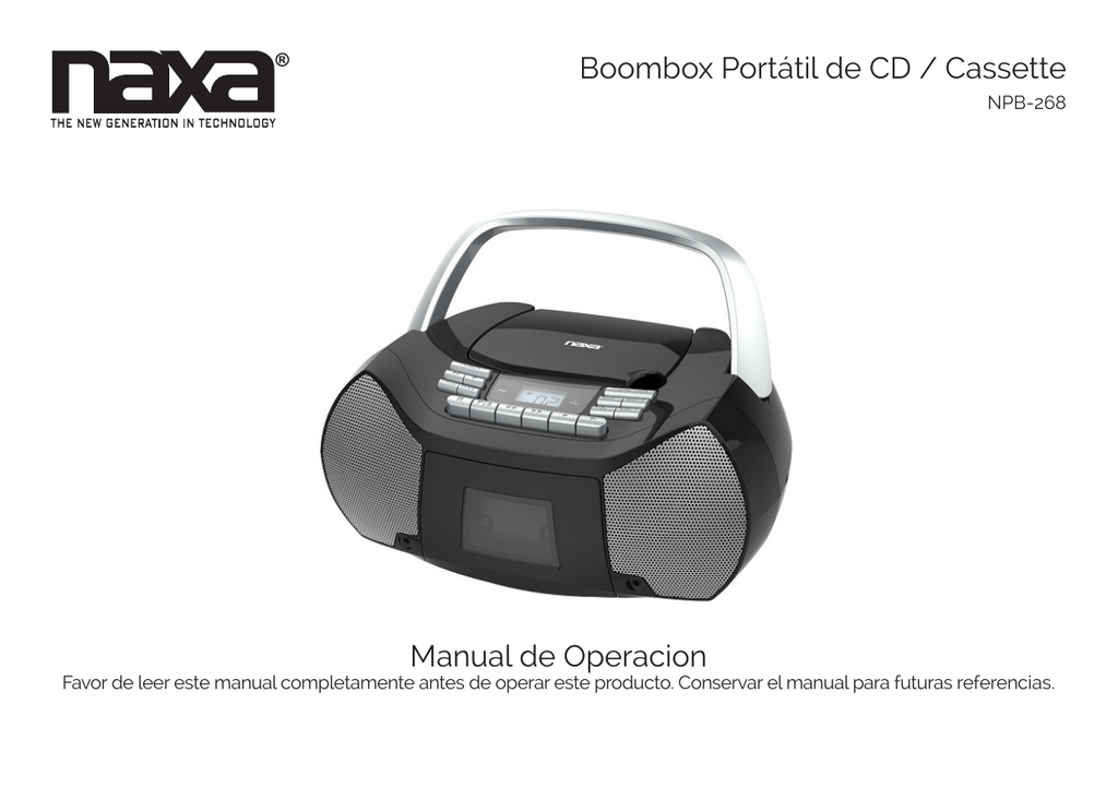 Naxa NPB-268 Portable CD/Cassette Boombox Manual de usuario | Manualzz