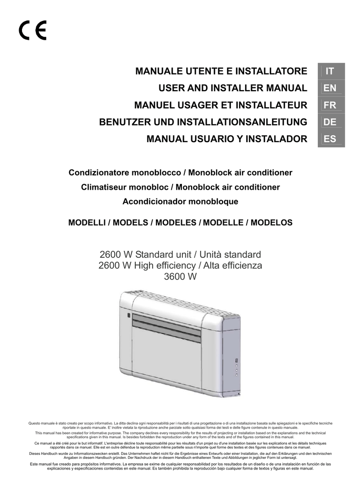 MANUALE UTENTE E INSTALLATORE IT USER AND INSTALLER | Manualzz