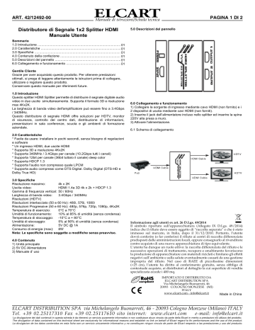 ELCART HDMI splitter 1x2 Splitter User Manual | Manualzz
