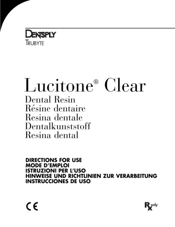 Dental Resin Lucitone Clear User Manual | Manualzz