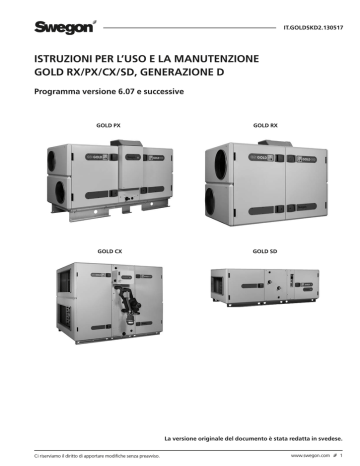 Swegon GOLD RX/PX/CX/SD Istruzioni per l'uso | Manualzz