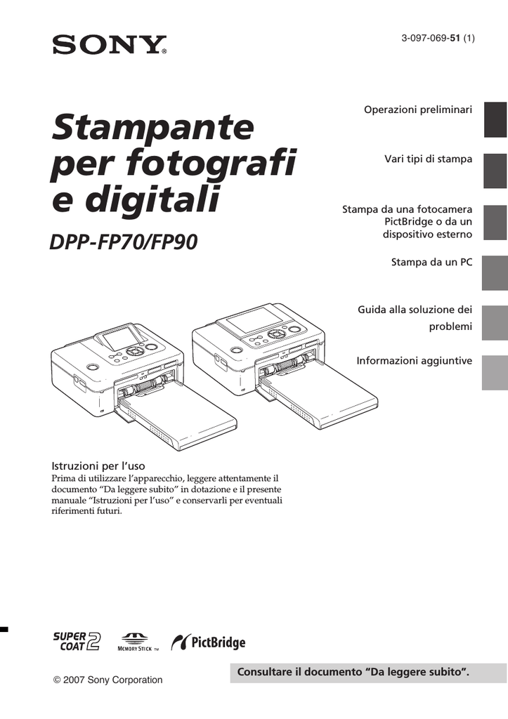 Sony DPP-FP70 Istruzioni per l'uso | Manualzz