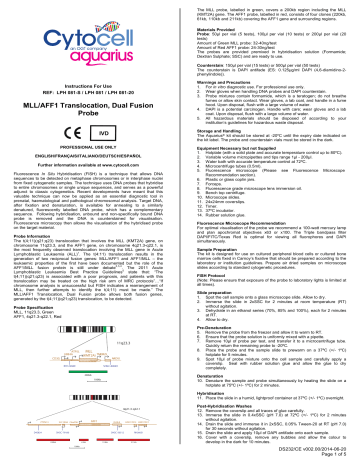 MLL/AFF1 Translocation Dual Fusion Probe LPH 081 Instructions | Manualzz