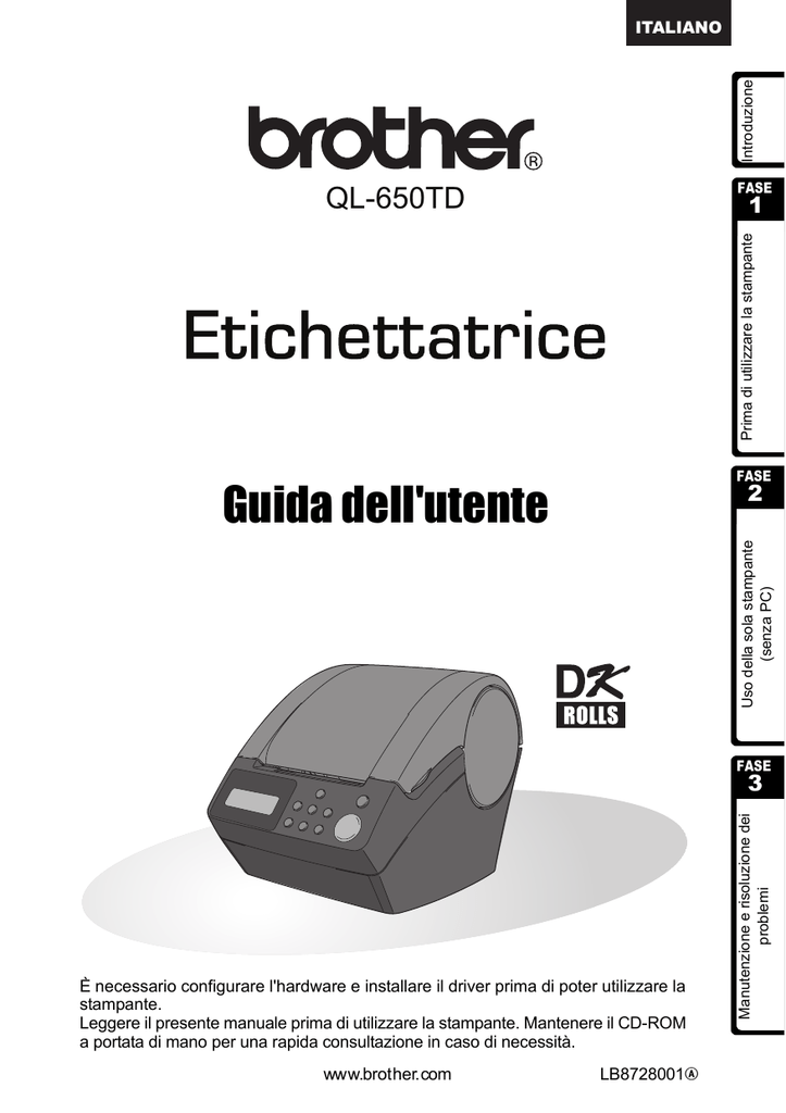 Brother QL-650TD Label Printer User's Guide | Manualzz