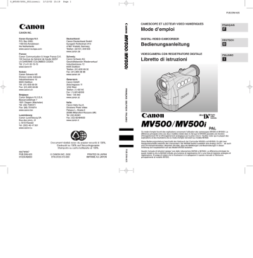 Canon MV500 Instruction manual | Manualzz