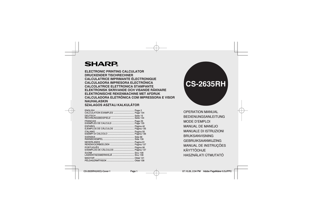 Sharp CS-2635RH Owner's Manual | Manualzz