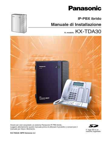 Manuale di Installazione Panasonic IP-PBX ibrido KX-TDA30 | Manualzz