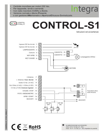 Integra CONTROL-S1 Istruzioni ed avvertenze | Manualzz