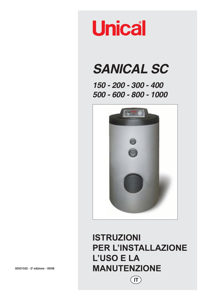 Unical SANICAL Guida d'installazione | Manualzz
