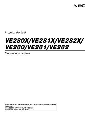 Manual do Usuário Projetor Portátil VE280X, VE281X, VE282X | Manualzz
