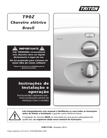 Chuveiro Elétrico T90 Z - Manual de instruções | Manualzz
