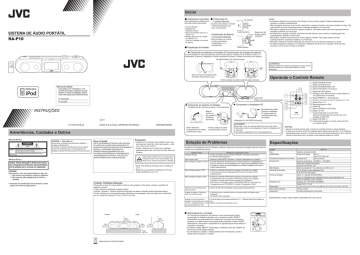 Manual do usuário para Sistema de áudio portátil JVC RA-P10 | Manualzz