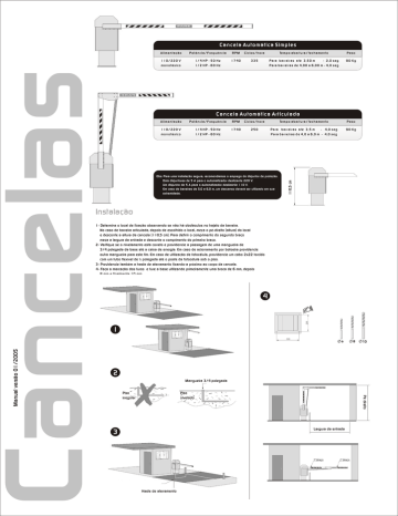 Cancela Automática Simples, Cancela Automática Articulada Manual | Manualzz