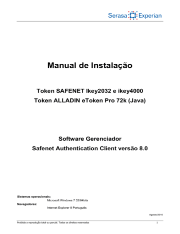 Token iKey 2032, Token iKey 4000, Token eToken Pro 72k - Manual de ...