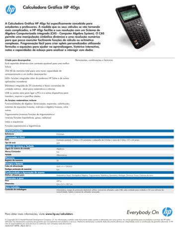 HP 40gs Manual do utilizador | Manualzz