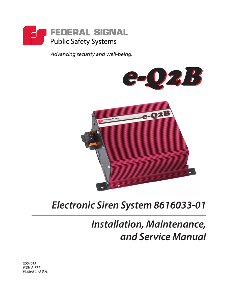 Federal Signal e-Q2B Siren Product Manual | Manualzz