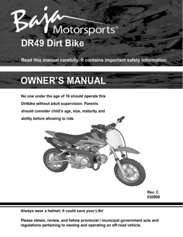 Baja motorsports DR49 Dirtbike Owner's Manual | Manualzz