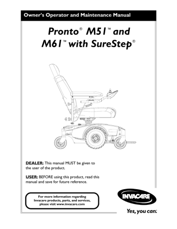 Invacare Pronto M51 Owner's Operator And Maintenance Manual | Manualzz