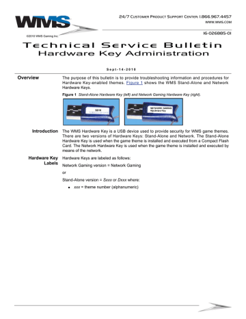WMS Hardware Key Technical Service Bulletin | Manualzz