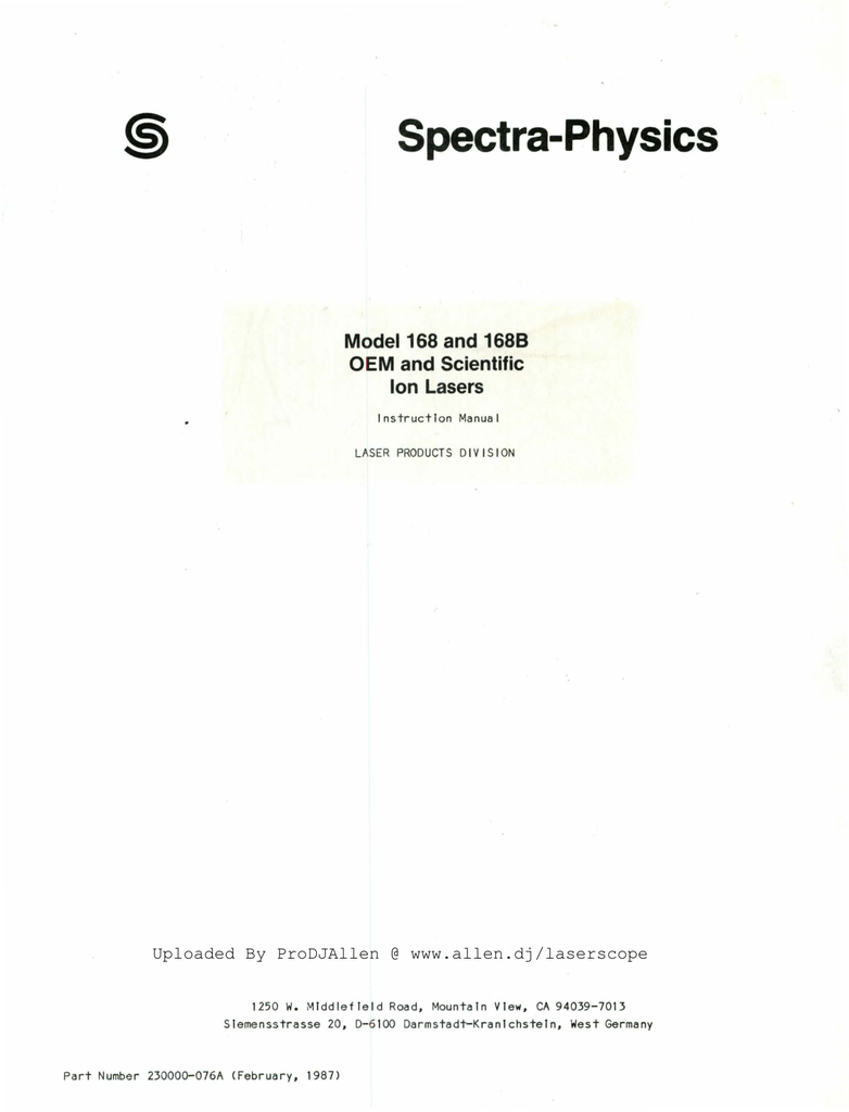 Spectra Physics 164 165 168 Full Operator / Service Manual | Manualzz