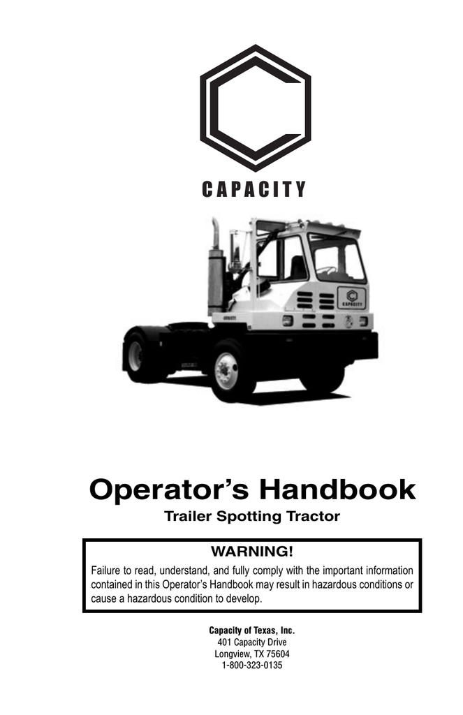 Capacity TJ7000 OFF ROAD Operator's Handbook Manual | Manualzz