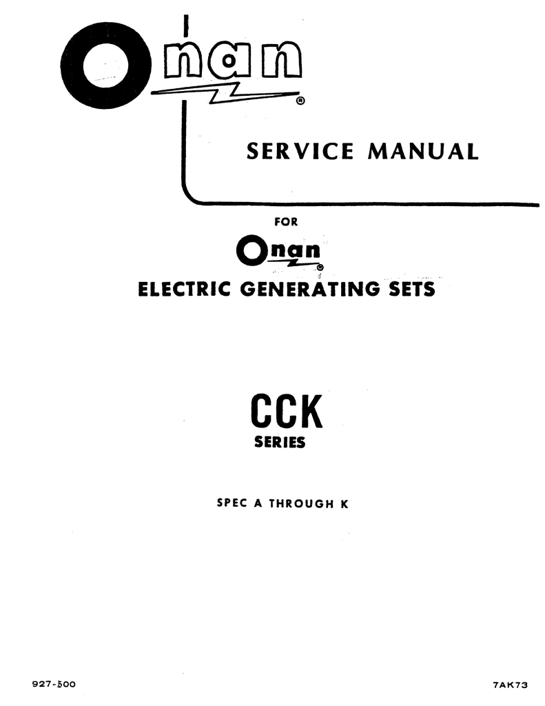 ONAN CCK CCKA & CCKB Engine Service Shop Manual Business & Industrial ...