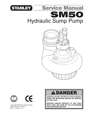 Stanley Hydraulic Sump Pump SM 50 Service Manual | Manualzz