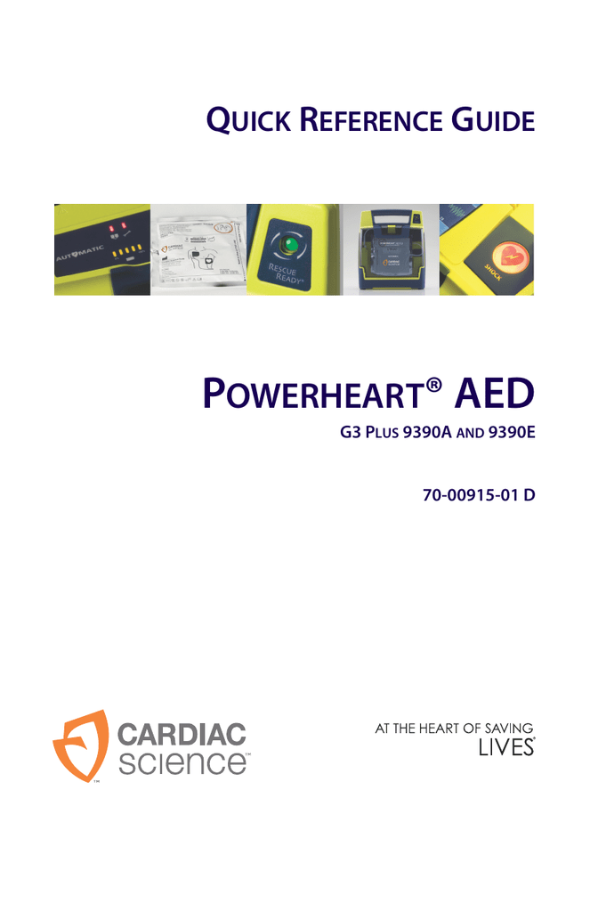 Cardiac Science POWERHEART G3 PLUS 9390A AED Quick Reference Manual ...