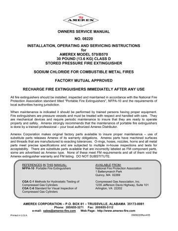Fire Extinguisher 570/B570 Owner's Service Manual | Manualzz