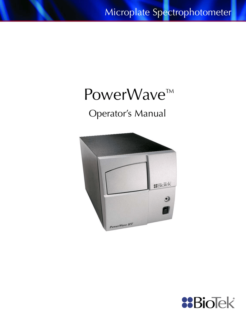 Biotek PowerWave Operator's Manual | Manualzz