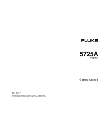 Fluke 5725A Amplifier Getting Started | Manualzz