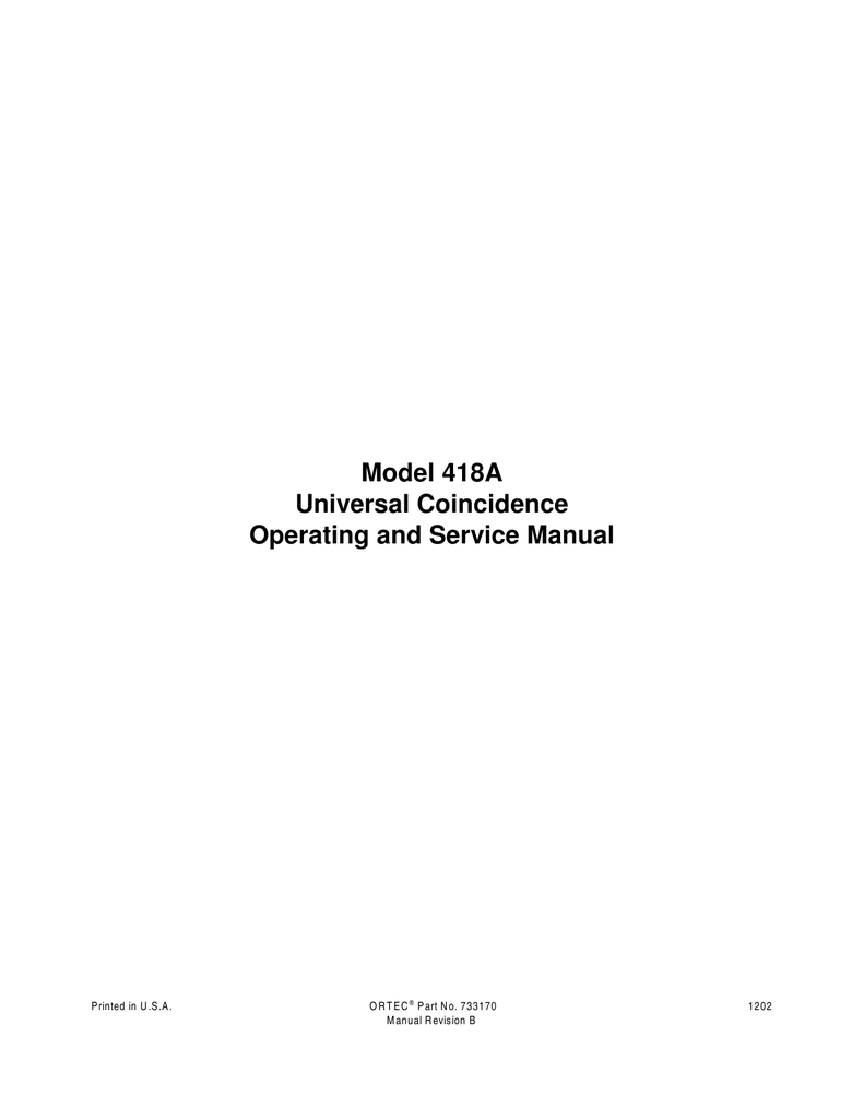 Ortec 418A Universal Coincidence Manual | Manualzz