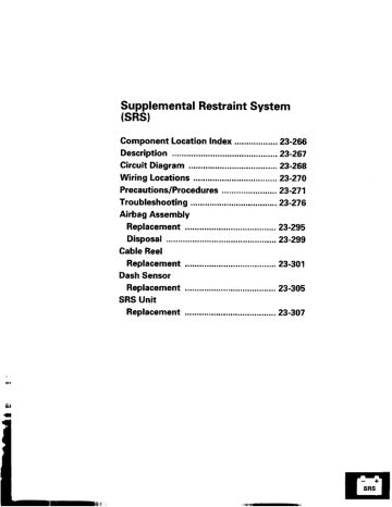 Supplemental Restraint System SRS User Manual | Manualzz